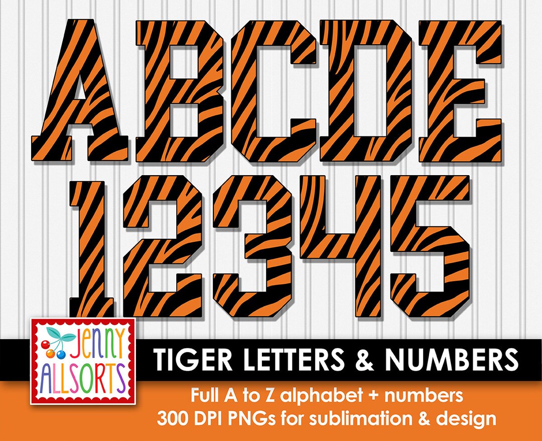 Tiger Stripe Letter Set for Sublimation & Design, Tiger Alphabet ...