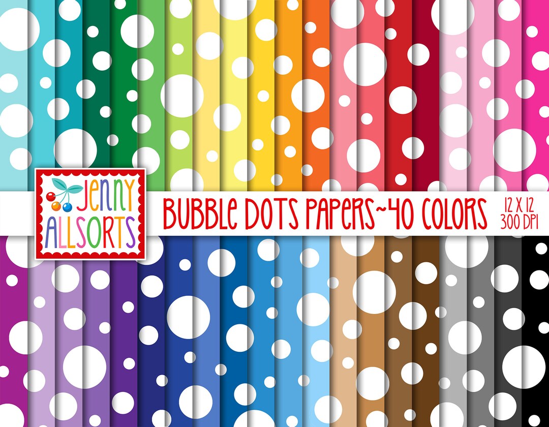 Bubble Dots Digital Paper Pack - 40 Color Bundle, 80 Total Files ...
