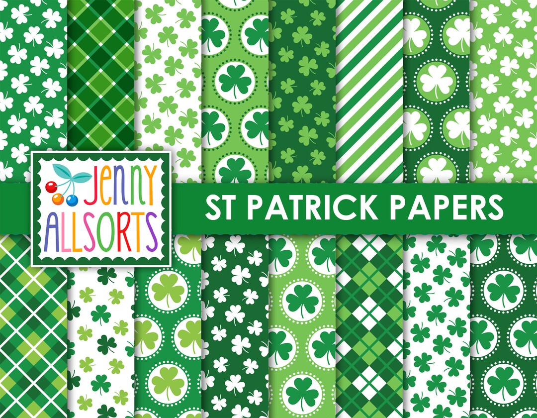 St Patricks Digital Paper Pack - Printable Graphic Design Patterns ...