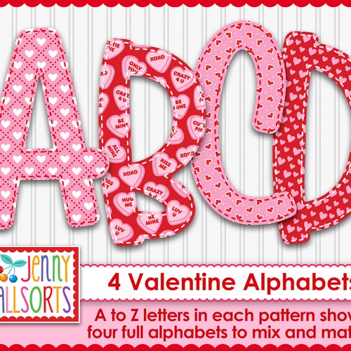 Valentine 4-alphabet Bundle for Sublimation & Design Cute - Etsy