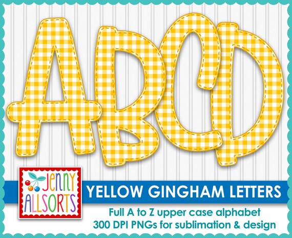 Yellow Gingham Digital Alphabet sublimation & design | Etsy