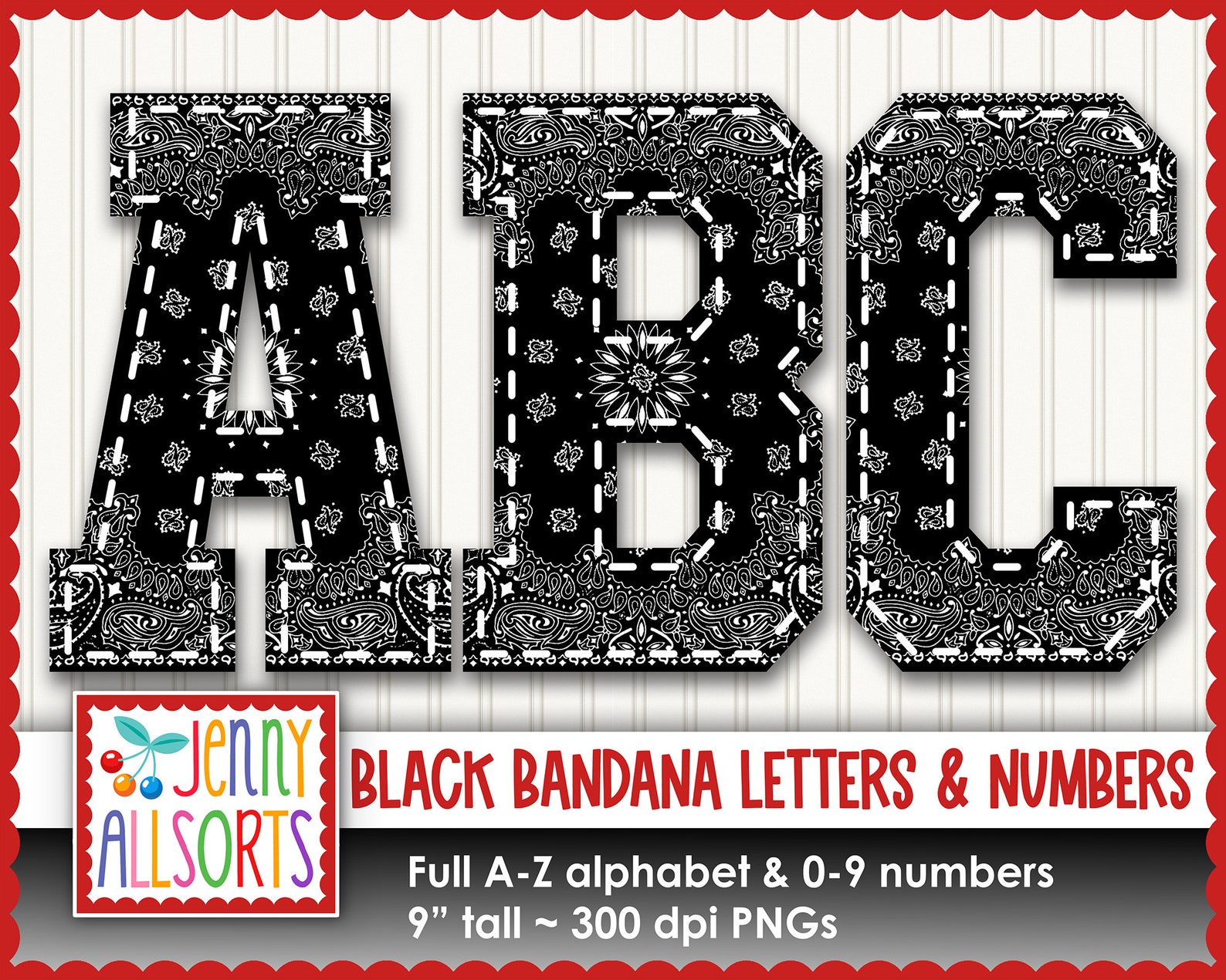 Black Bandana Letters & Numbers - Sublimation or Design, Stitch Bandana ...