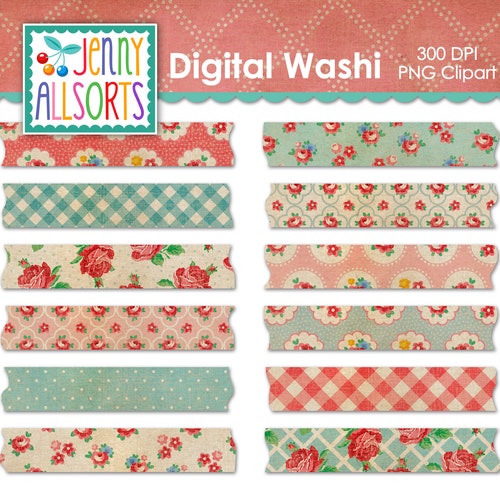 Vintage Farmhouse Washi Tape Digital Clip Art Graphic | Etsy