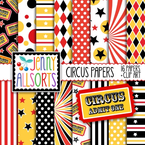 Vintage Circus Digital Paper & Clipart Printable Vintage | Etsy