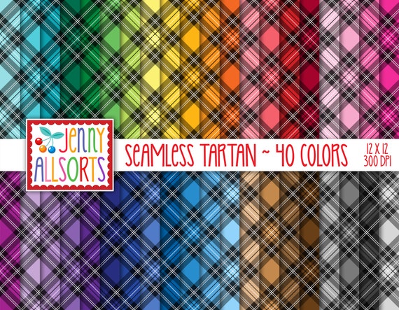 Seamless Tartan Plaid Digital Paper Pack 12x12 40 Color | Etsy