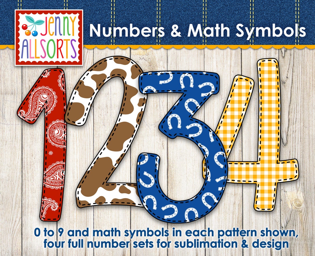 Western Cowboy Number Bundle for Sublimation & Design + Math Symbols ...