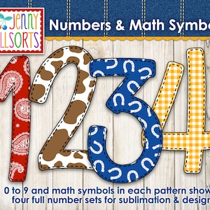 Western Cowboy Number Bundle for Sublimation & Design + Math Symbols ...