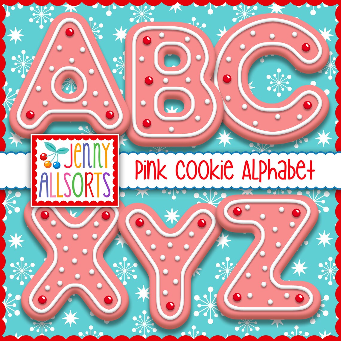 Pink Cookie Alphabet Digital Clipart Gingerbread Cookie - Etsy