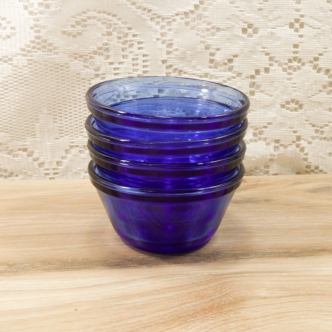 Custard Cups, Cobalt Blue Custard Cup, Glass Ramekins, 6 0z, Jello Cups ...
