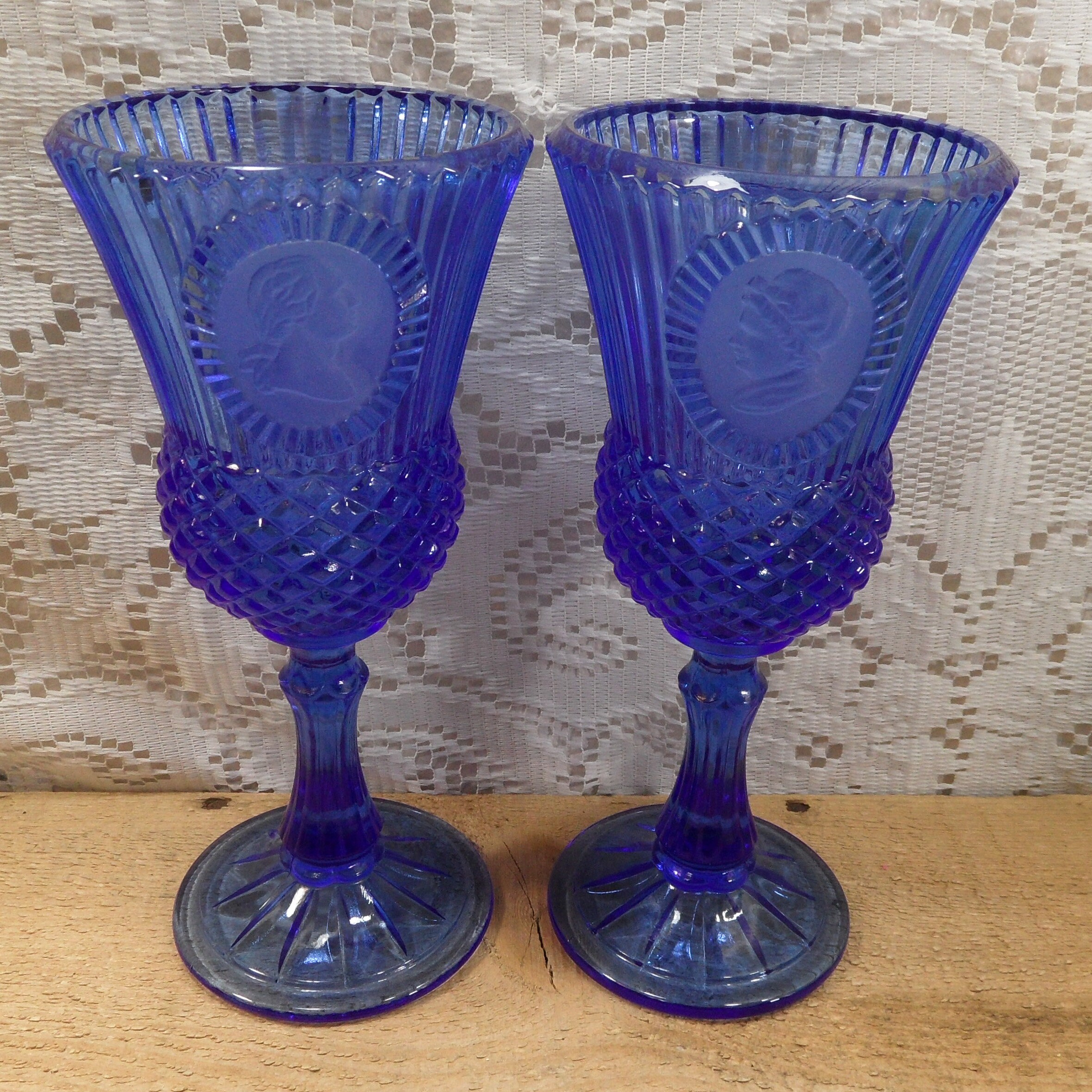 Avon Glassware, Avon Blue Goblet, Avon George and Martha, Washington ...