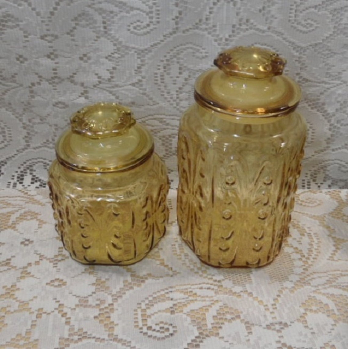 Glass Canister Federal Glass Show off Canister Amber Glass - Etsy