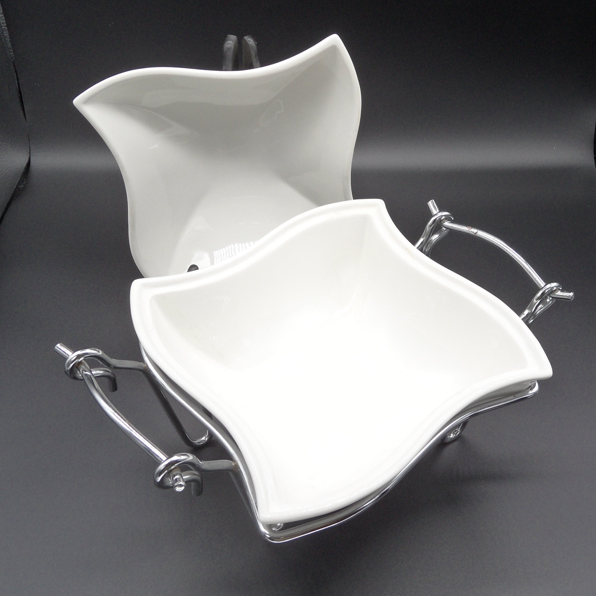 Godinger Siena Chafing Dish, Casserole Dish, 1 Quart White and Chrome ...