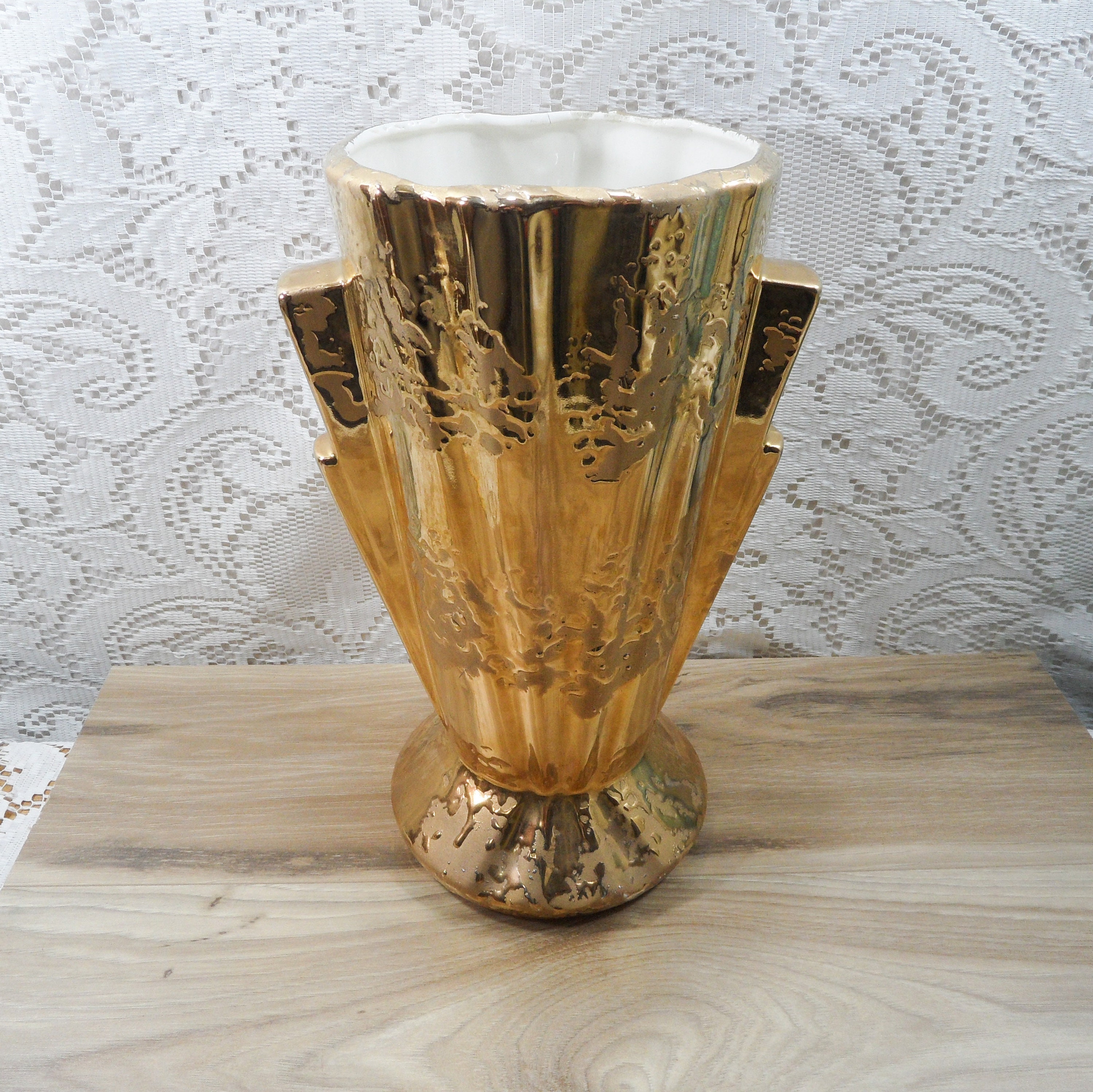 Weeping Gold Vase, 22 KT Gold Finish, Vintage Gold Vase, American ...