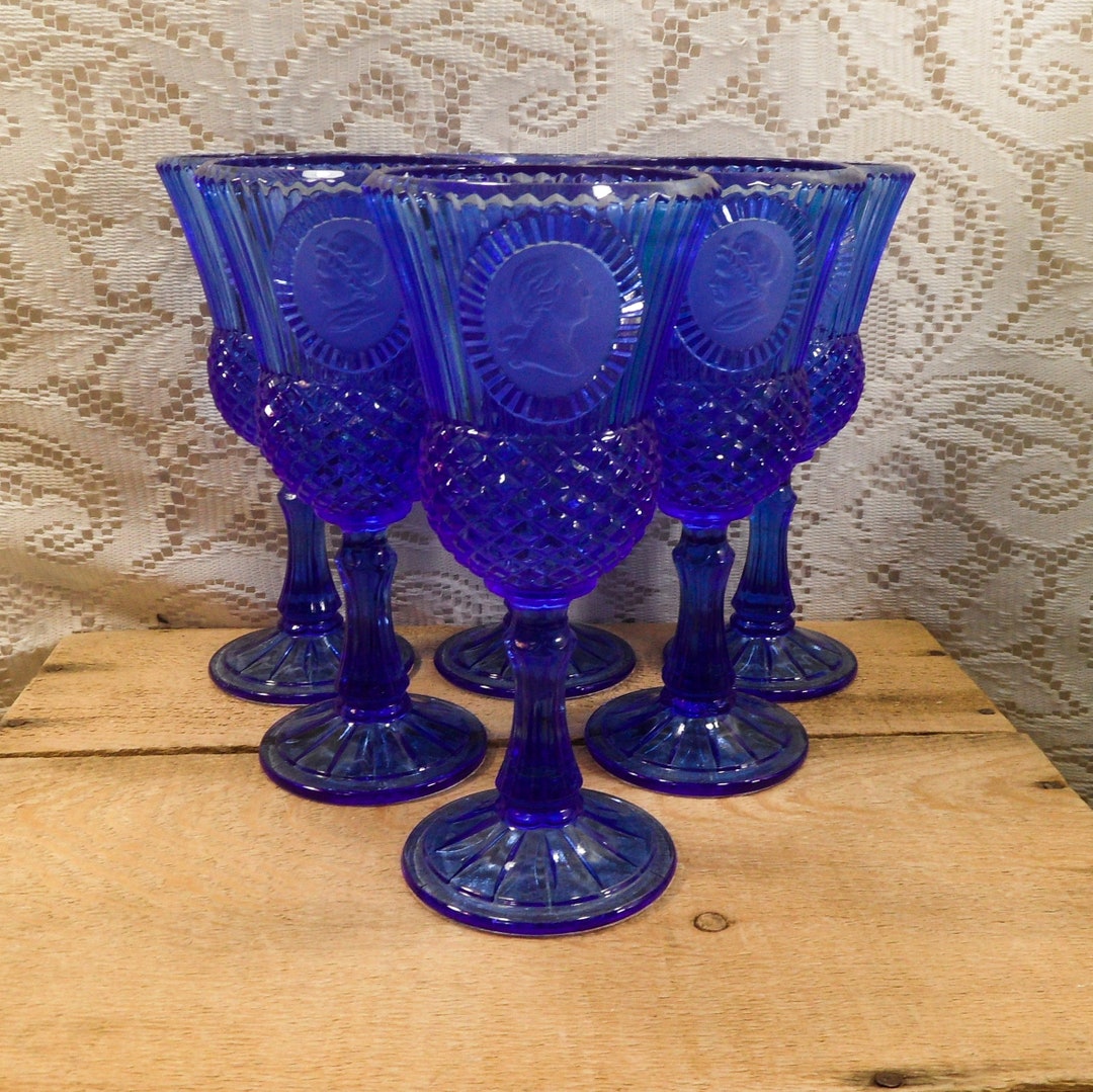 Avon Glassware, Avon Blue Goblet, Avon George and Martha, Washington ...