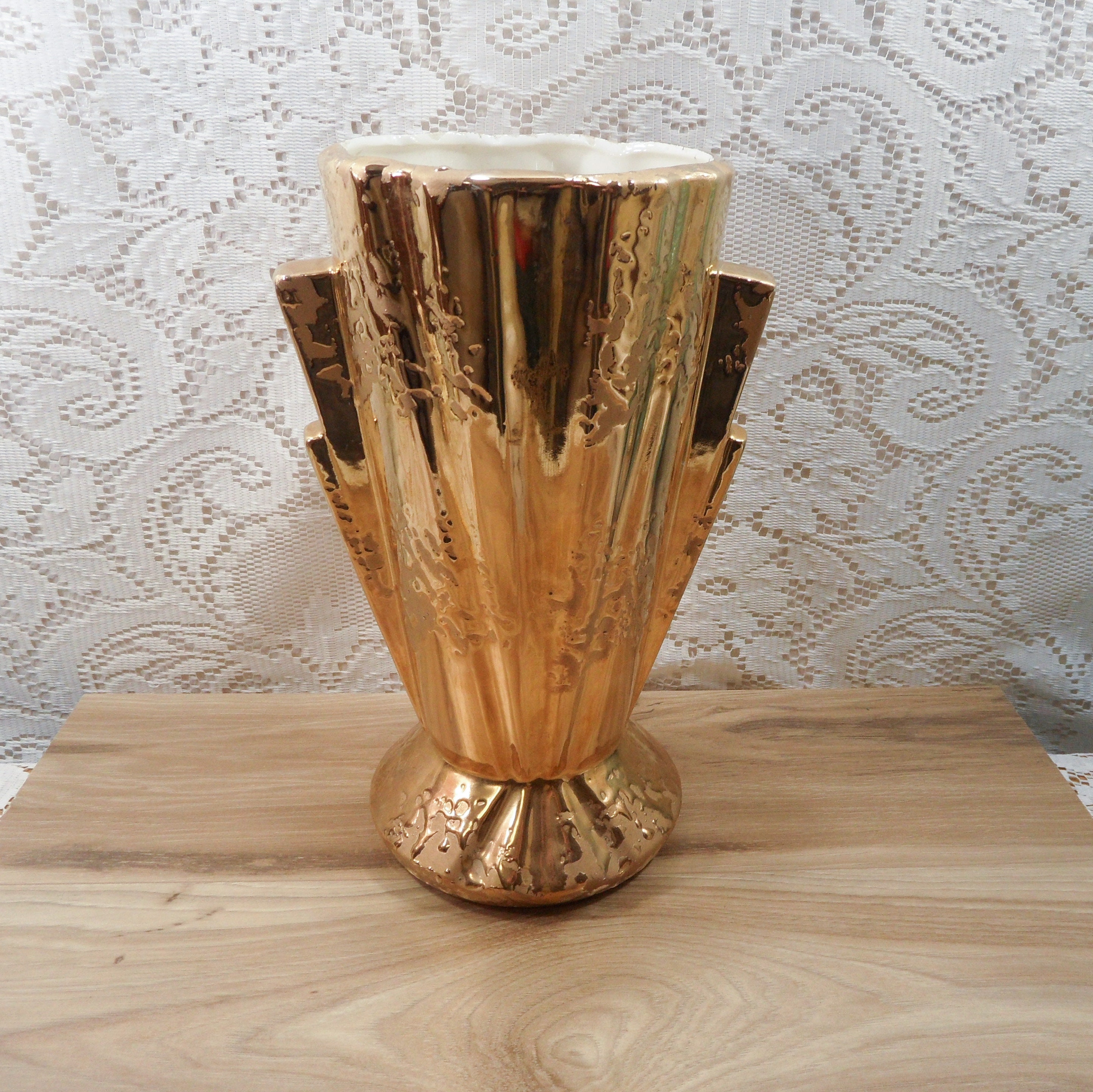 Weeping Gold Vase, 22 KT Gold Finish, Vintage Gold Vase, American ...