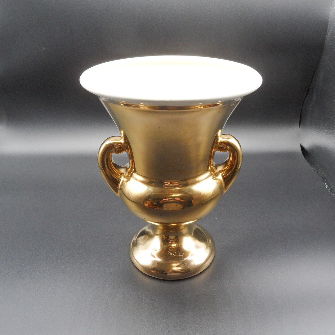 Gold Urn Vase, Haeger Vase, 22 KT Gold Vase, Trophy Style Vase, Gold ...
