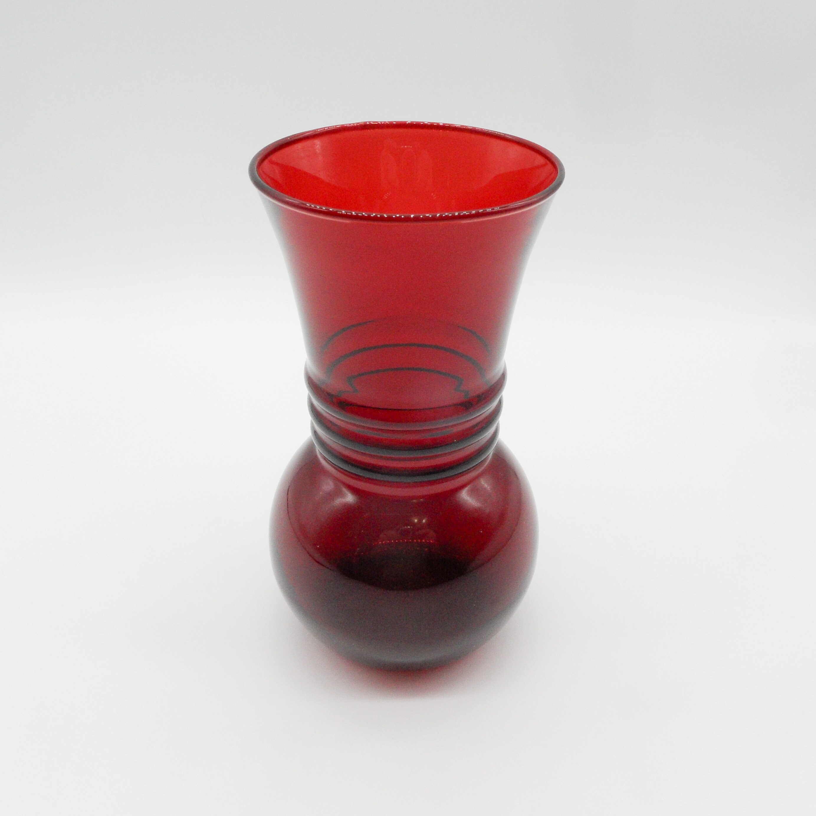 Red Vase, Red Glass Vase, Anchor Hocking Red Glass Vase, Ruby Red Vase ...