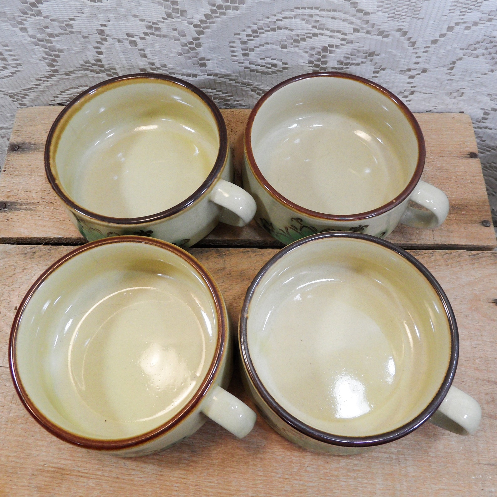 Stacking Soup Mugs Floral Soup Bowl Stoneware Soup Bowl - Etsy