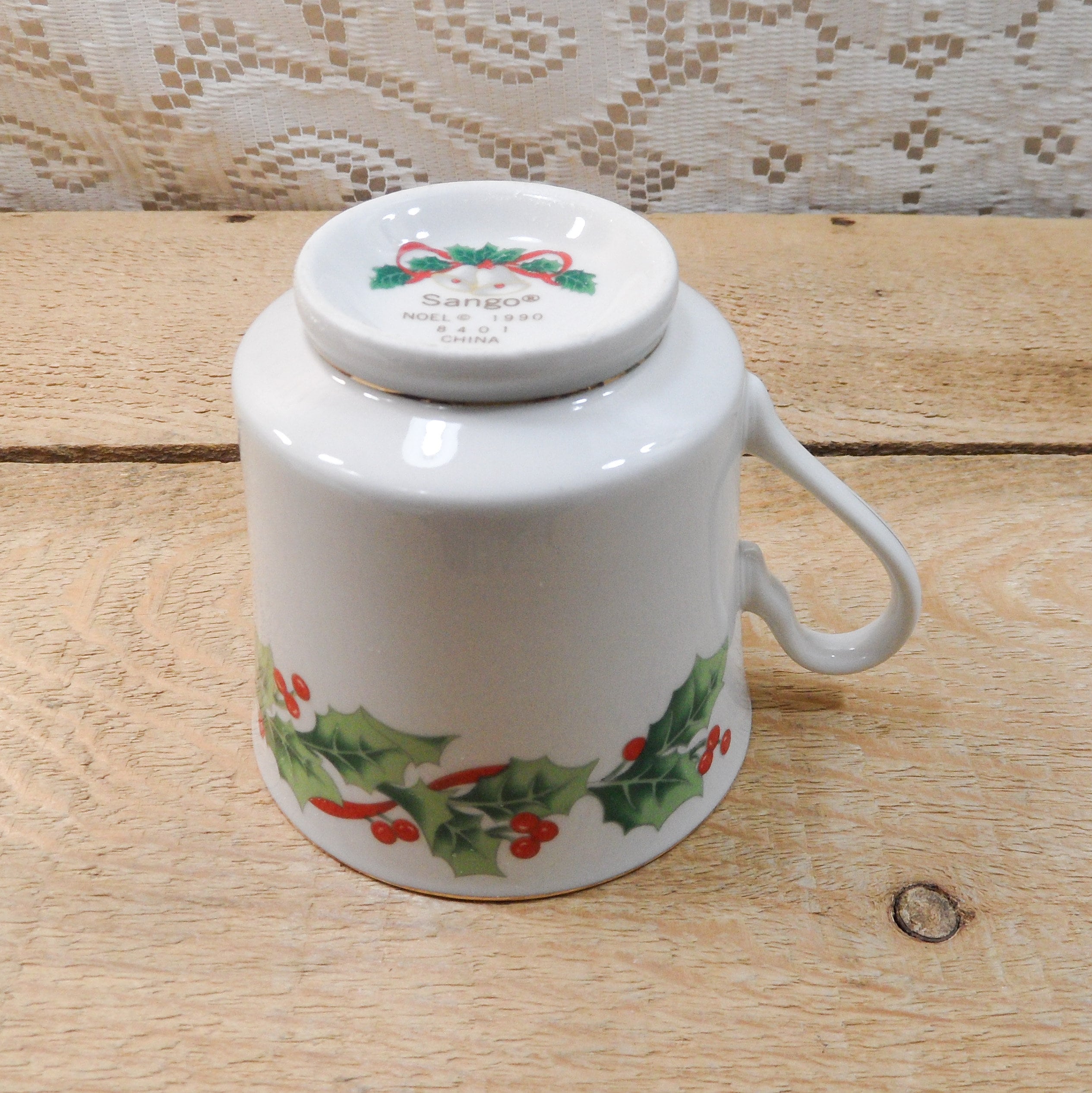 Sango Christmas China, Sango Christmas Coffee Cups, Set of 4, Holiday ...
