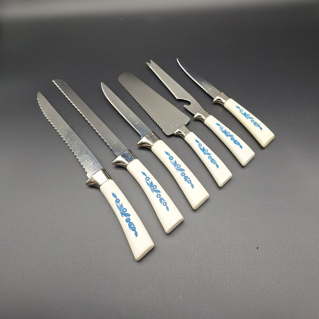 Lifetime Cutlery, Vintage Knife Set, Blue Cornflower Knife Set, Corning ...