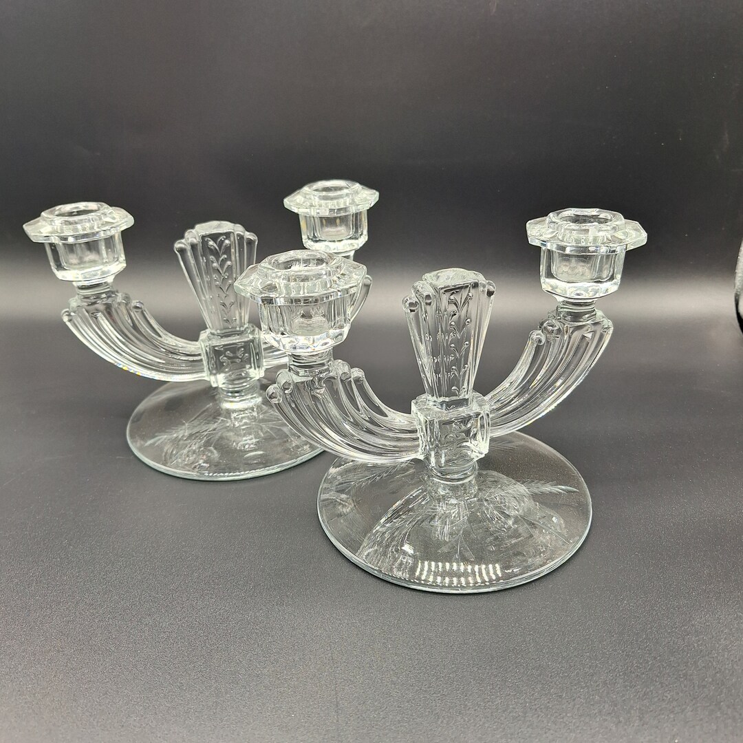 Tiffin Franciscan, Crystal Candelabra, Etched Crystal Candle Holder ...