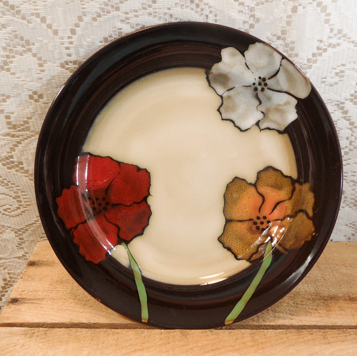 Vintage Pfaltzgraff Painted Poppies Dinner Plate Painted Poppies ...
