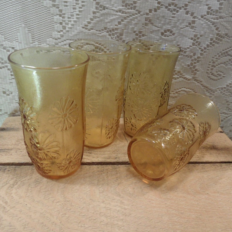 Vintage Anchor Hocking Drinking Glasses Spring Song Ice Tea Etsy