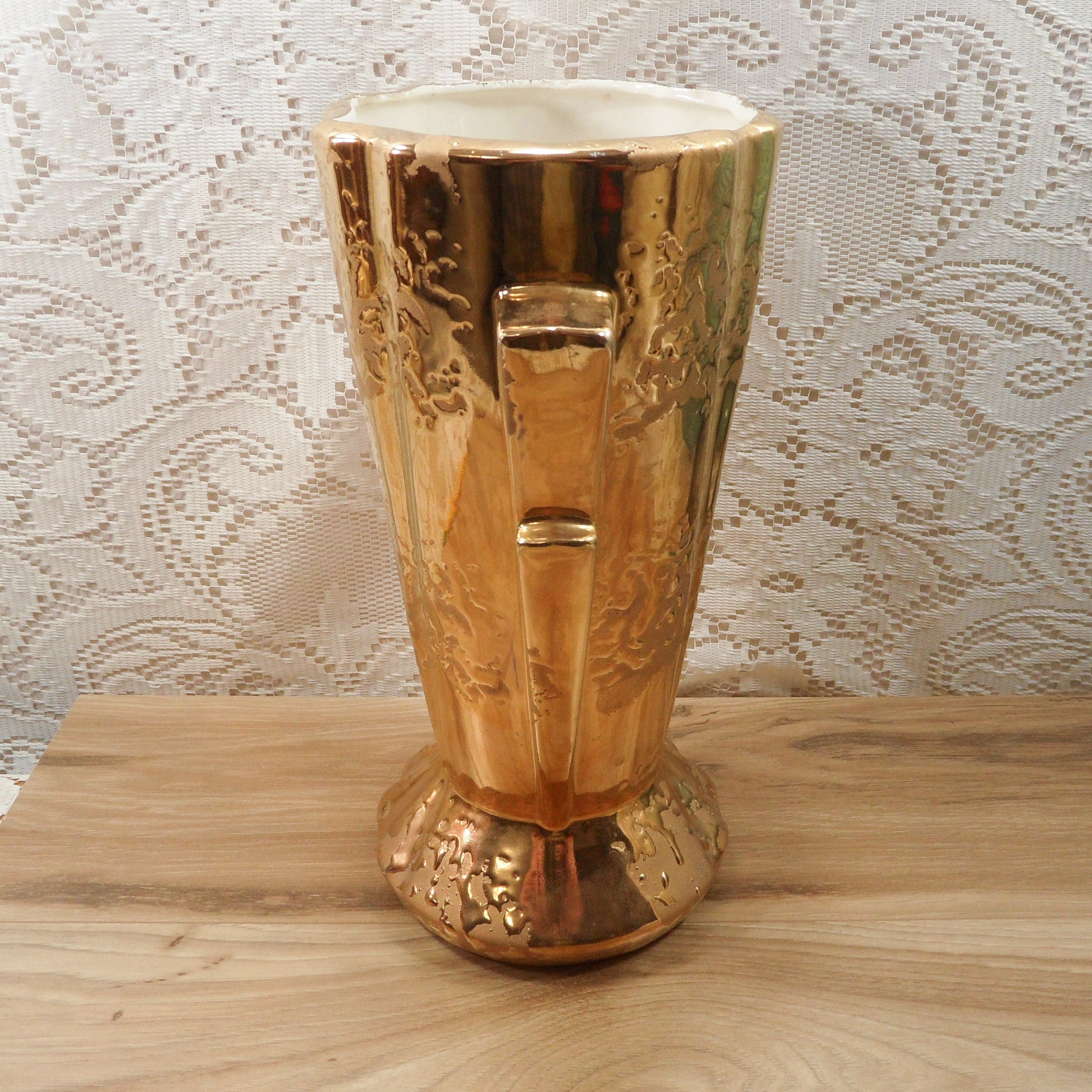 Weeping Gold Vase, 22 KT Gold Finish, Vintage Gold Vase, American ...