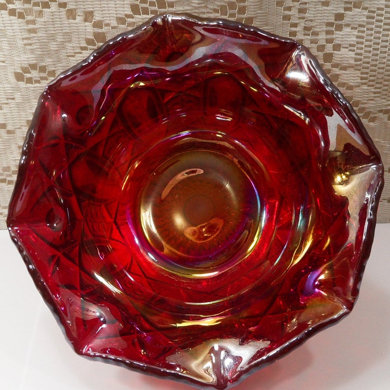 Red Carnival Glass Candy Dish Imperial Glass Candy Dish - Etsy