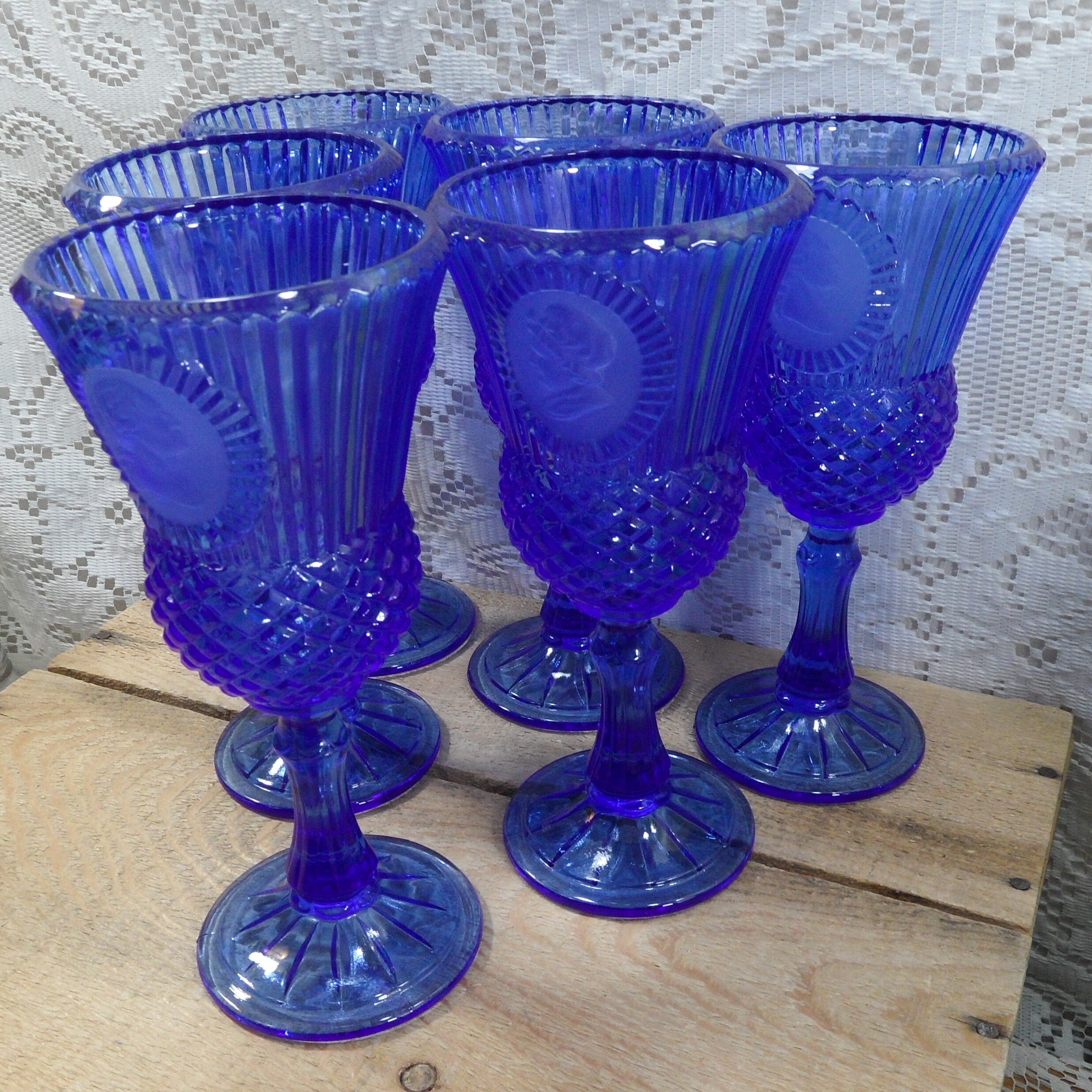 Avon Glassware, Avon Blue Goblet, Avon George and Martha, Washington ...