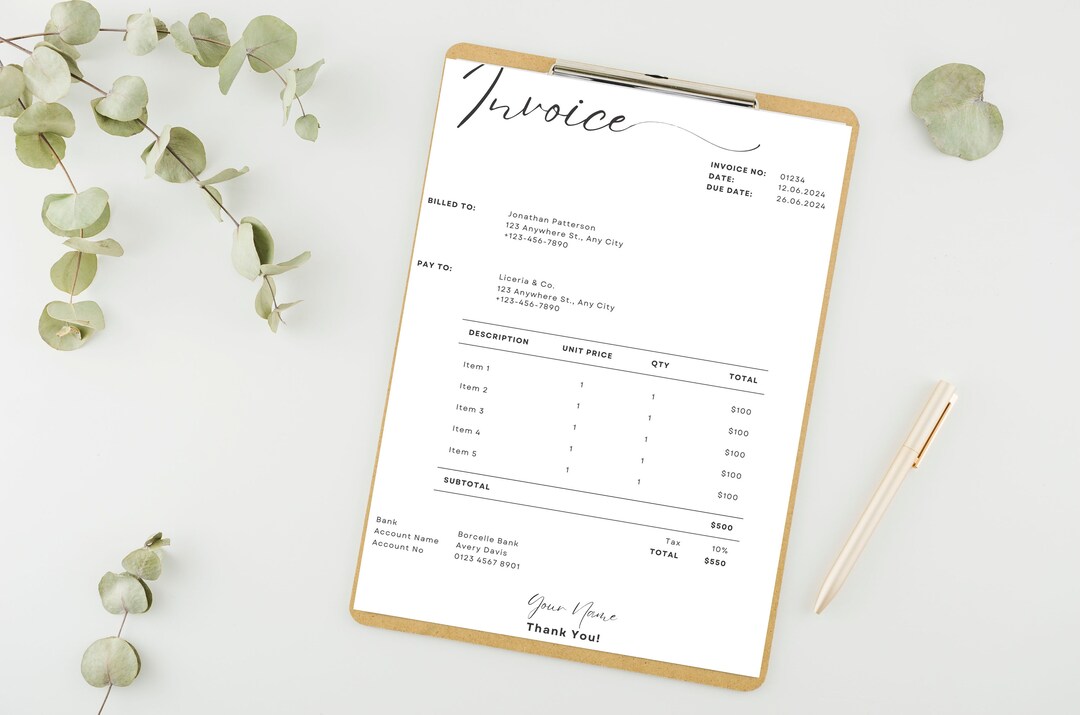 Simple Editable Minimalist Invoice Template Aesthetic & Efficient ...