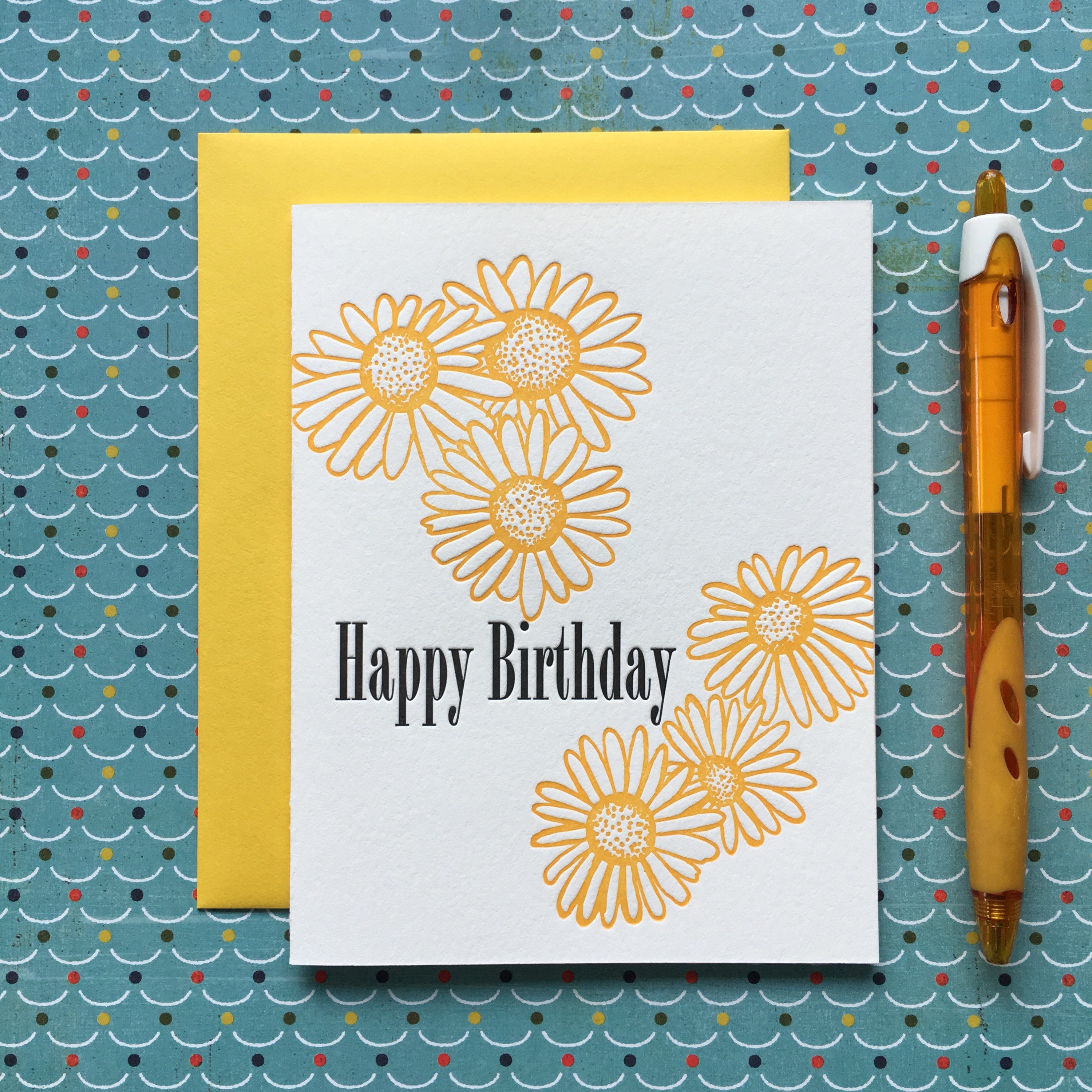 Gerber Daisy Birthday Letterpress Card - Etsy