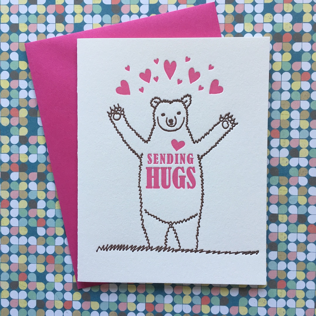 Letterpress Card - Sending Hugs - Etsy