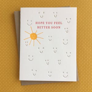Feel Better Soon Letterpress Card - Etsy