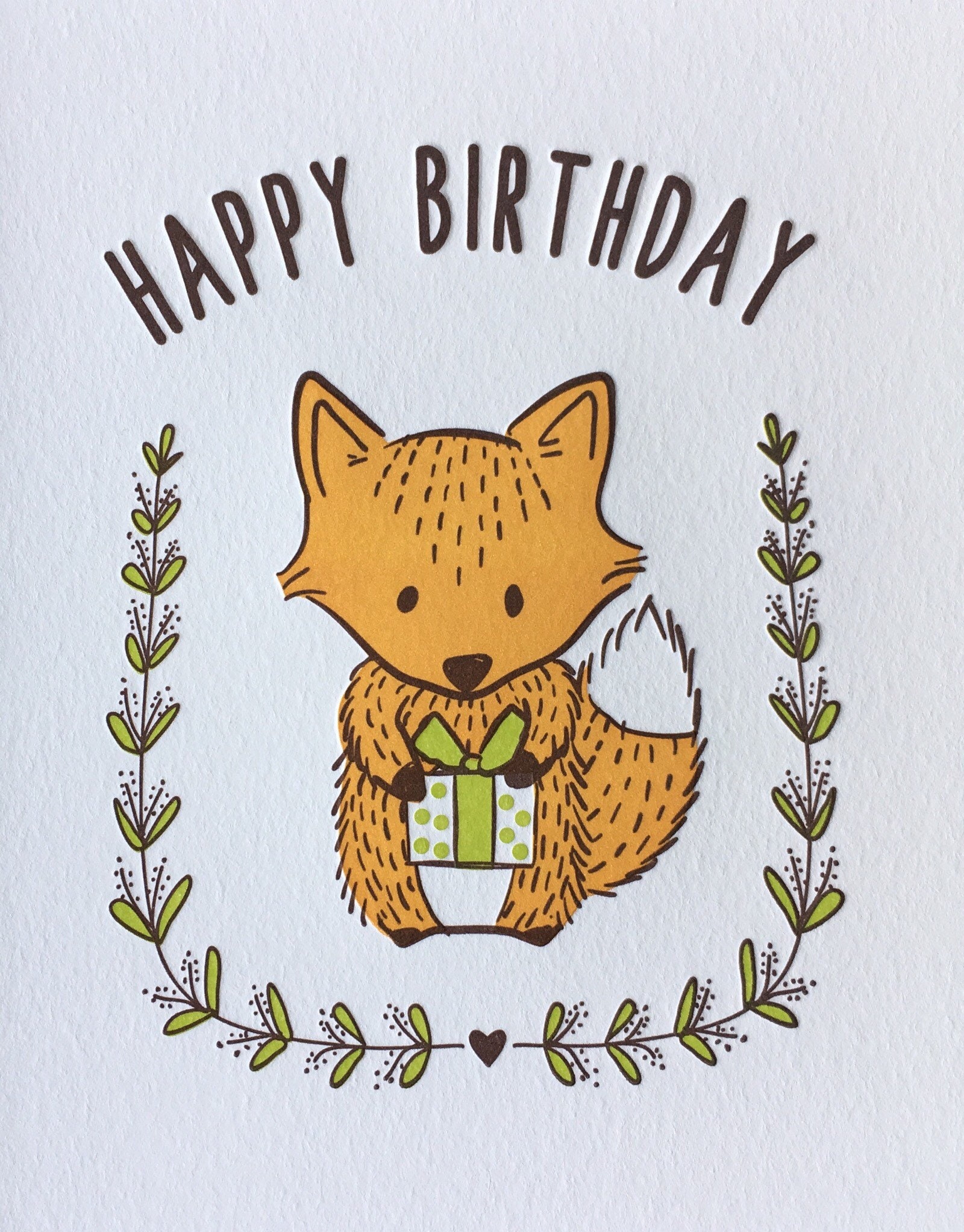 Fox Birthday Letterpress Card - Etsy
