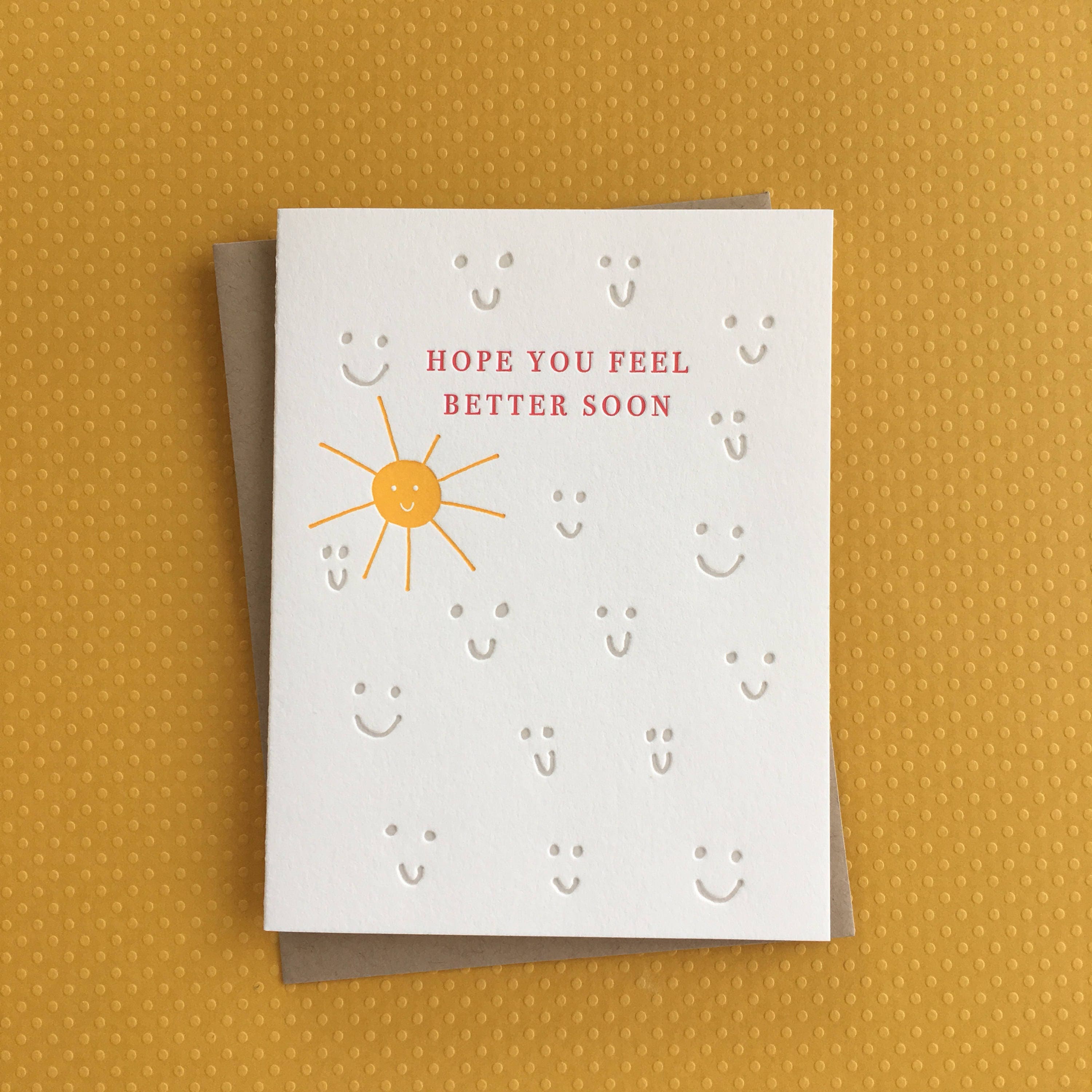 Feel Better Soon Letterpress Card - Etsy