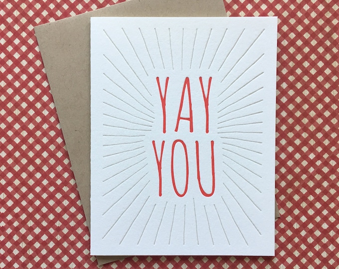Letterpress Card Yay You | Etsy