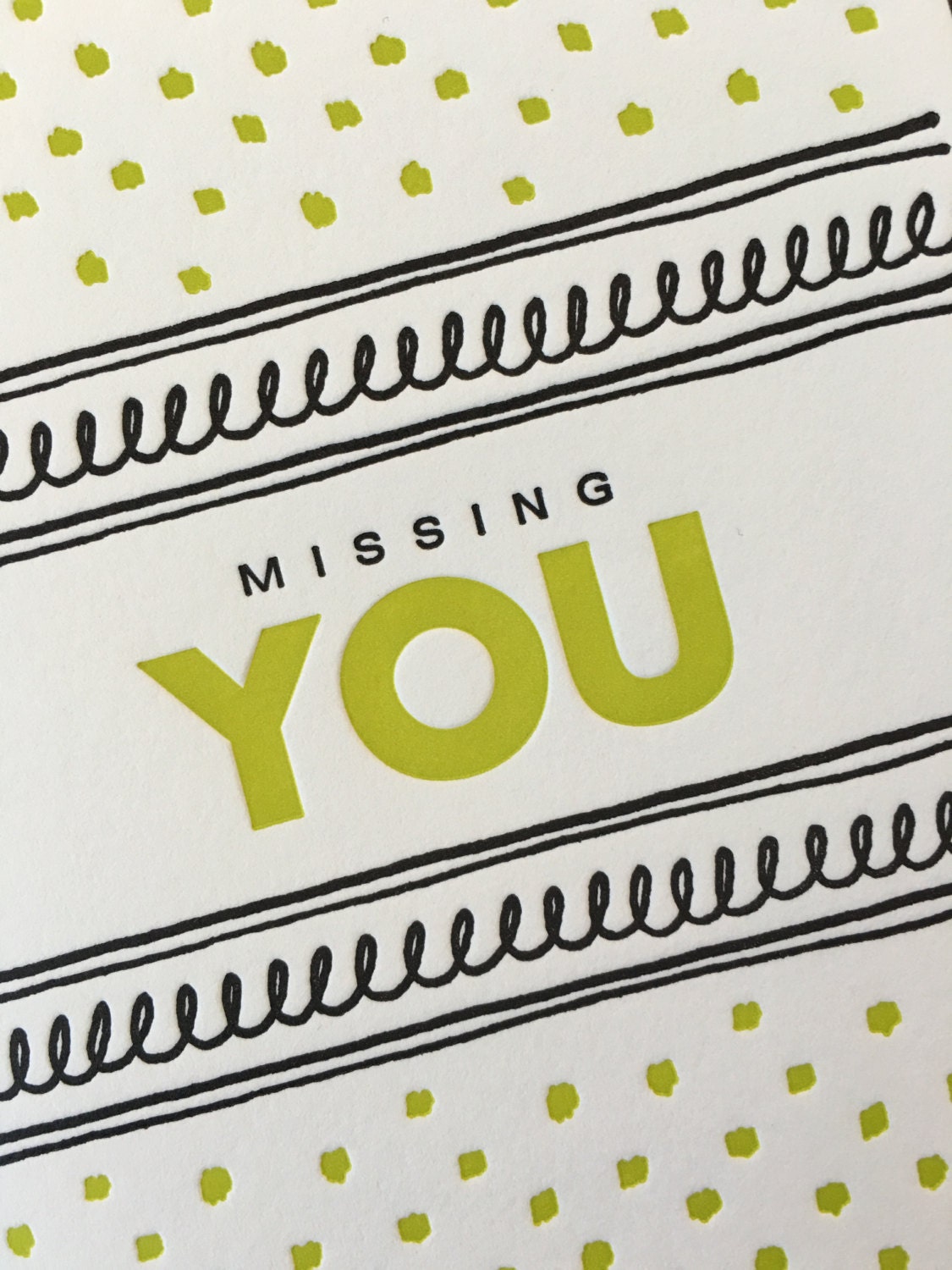 Missing You - Letterpress Card - Etsy