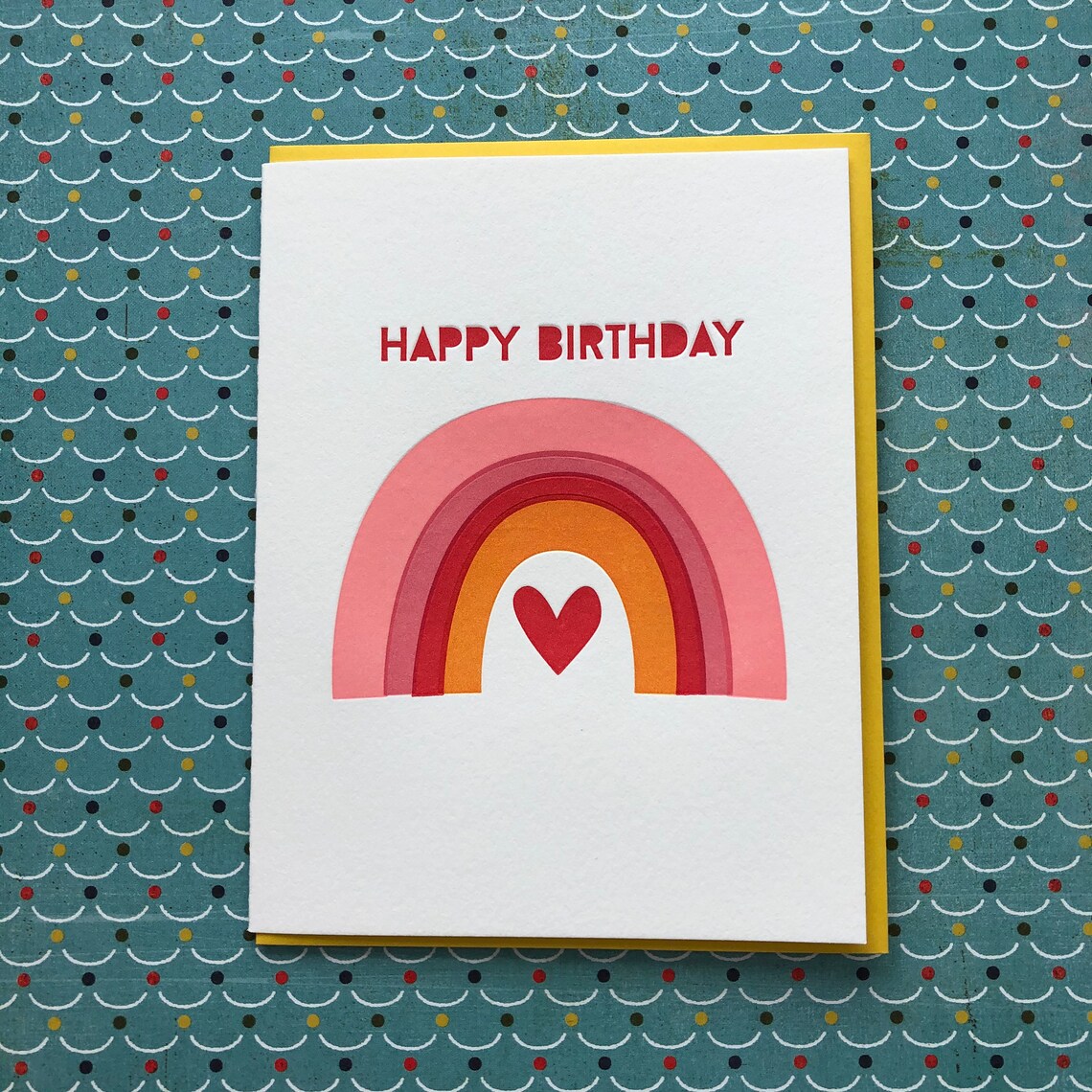 Happy Birthday Rainbow Letterpress Card - Etsy