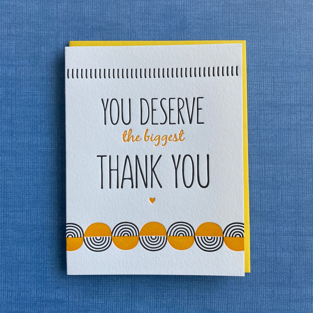 Biggest Thank You - Letterpress Card - Etsy