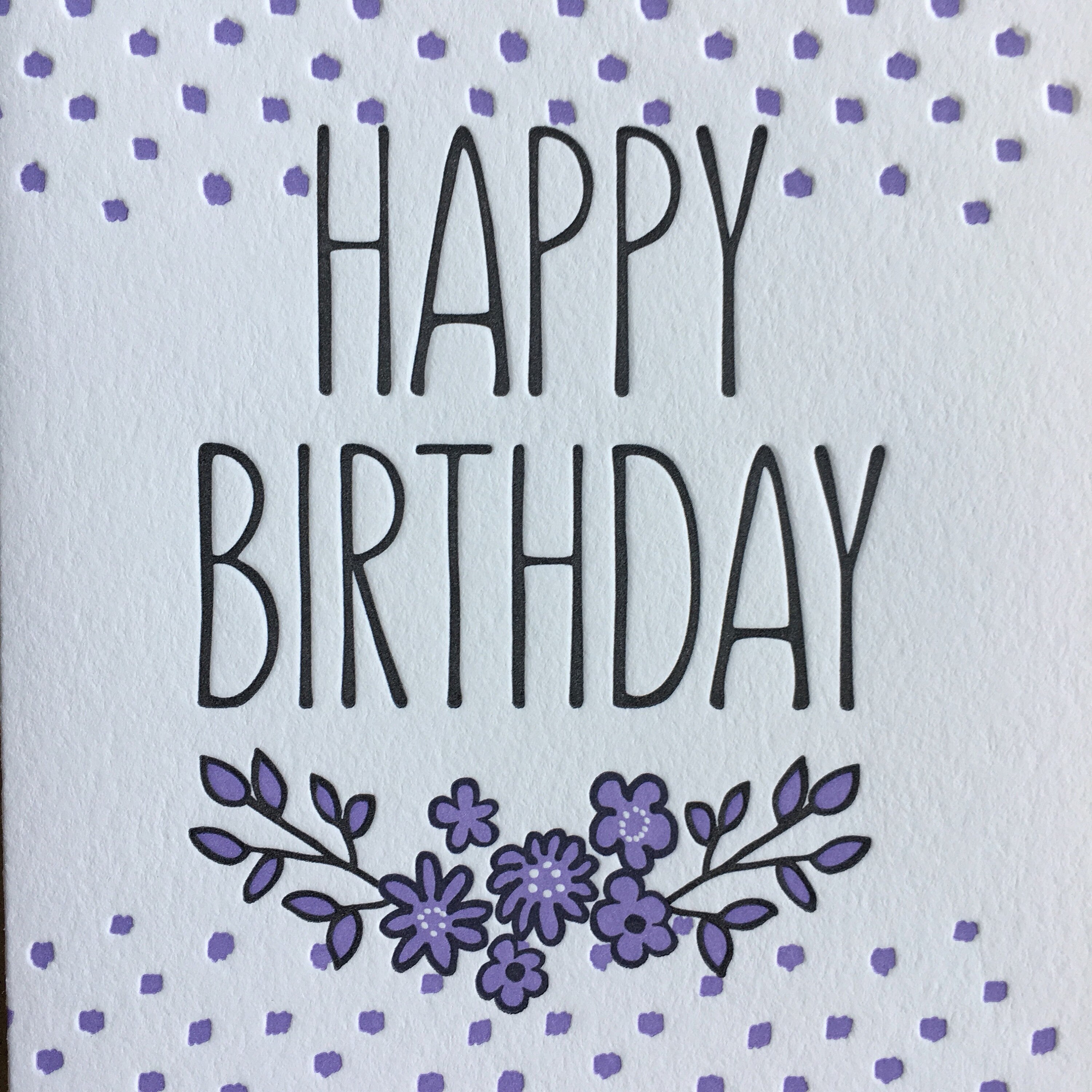 Purple Floral Birthday Letterpress Card - Etsy