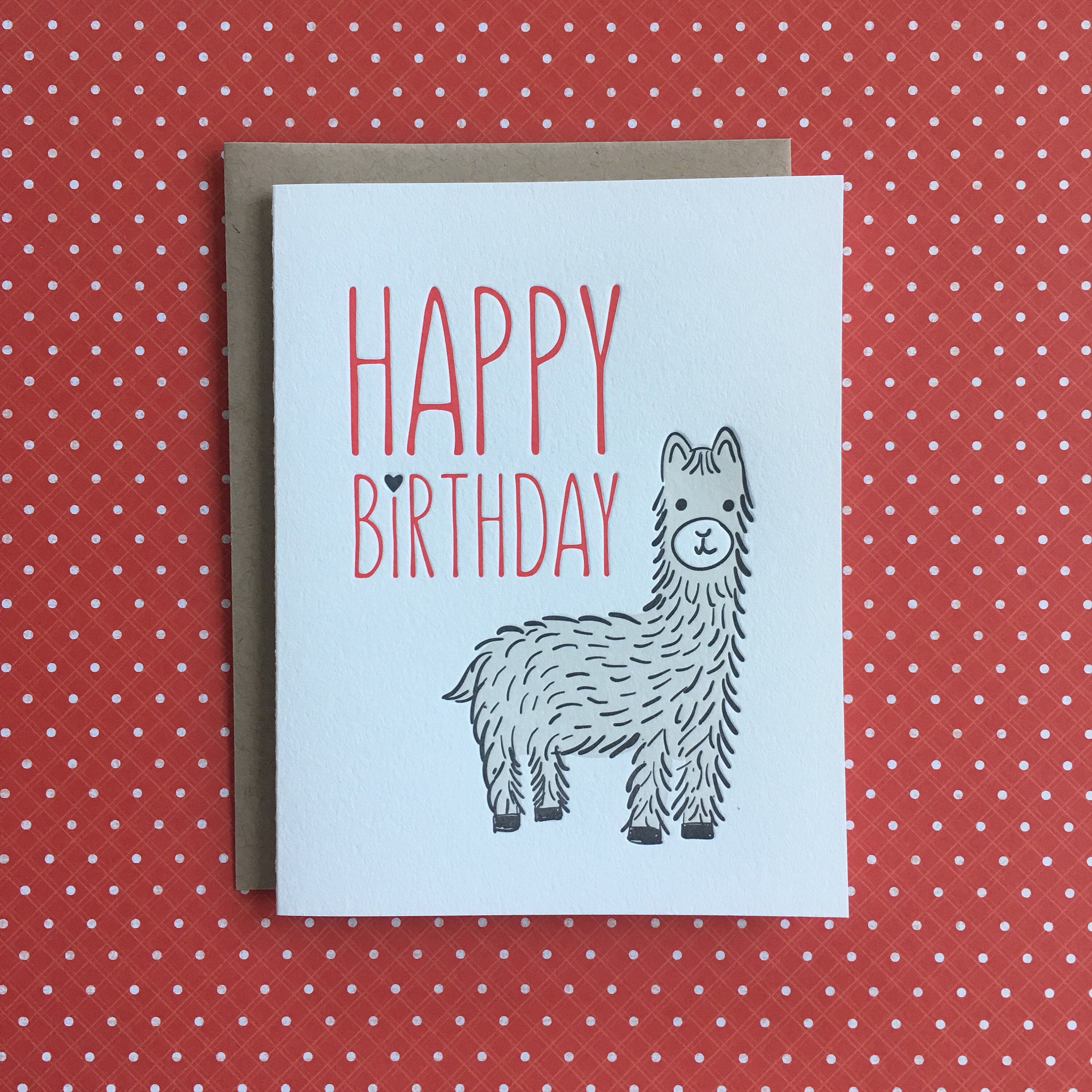 Llama Birthday Letterpress Card - Etsy