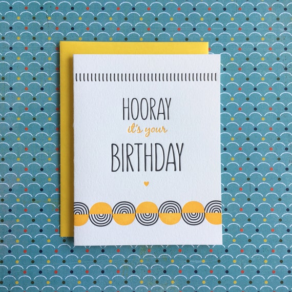 Hooray It's Your Birthday Letterpress Card | Etsy