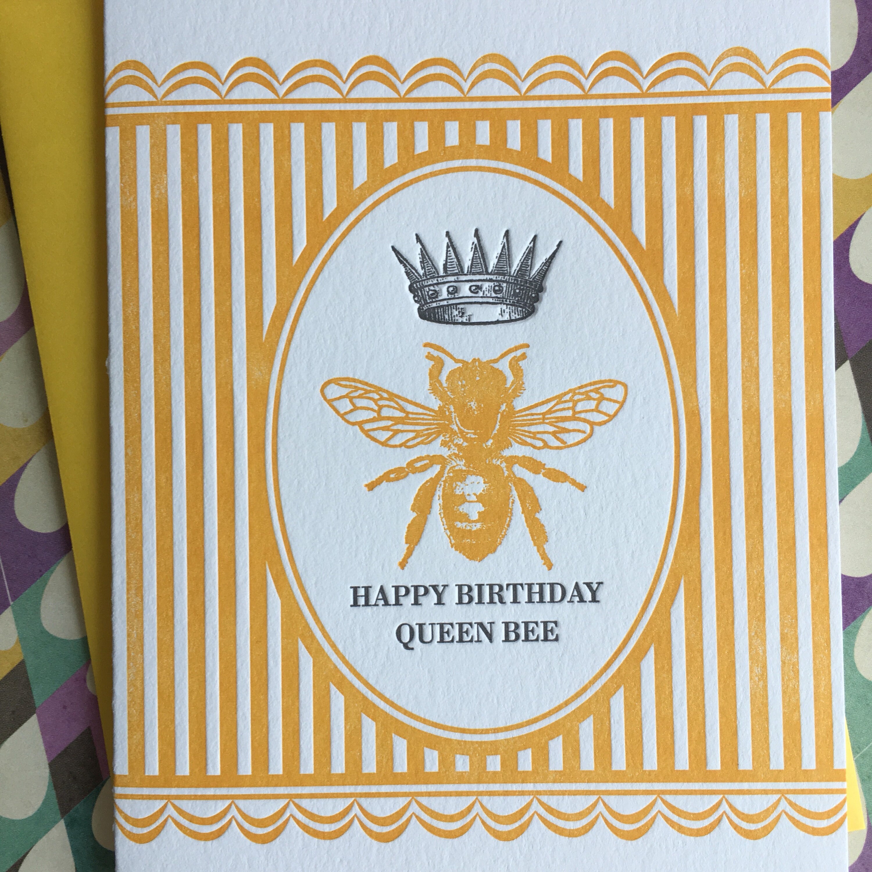 Queen Bee Birthday Letterpress Card - Etsy