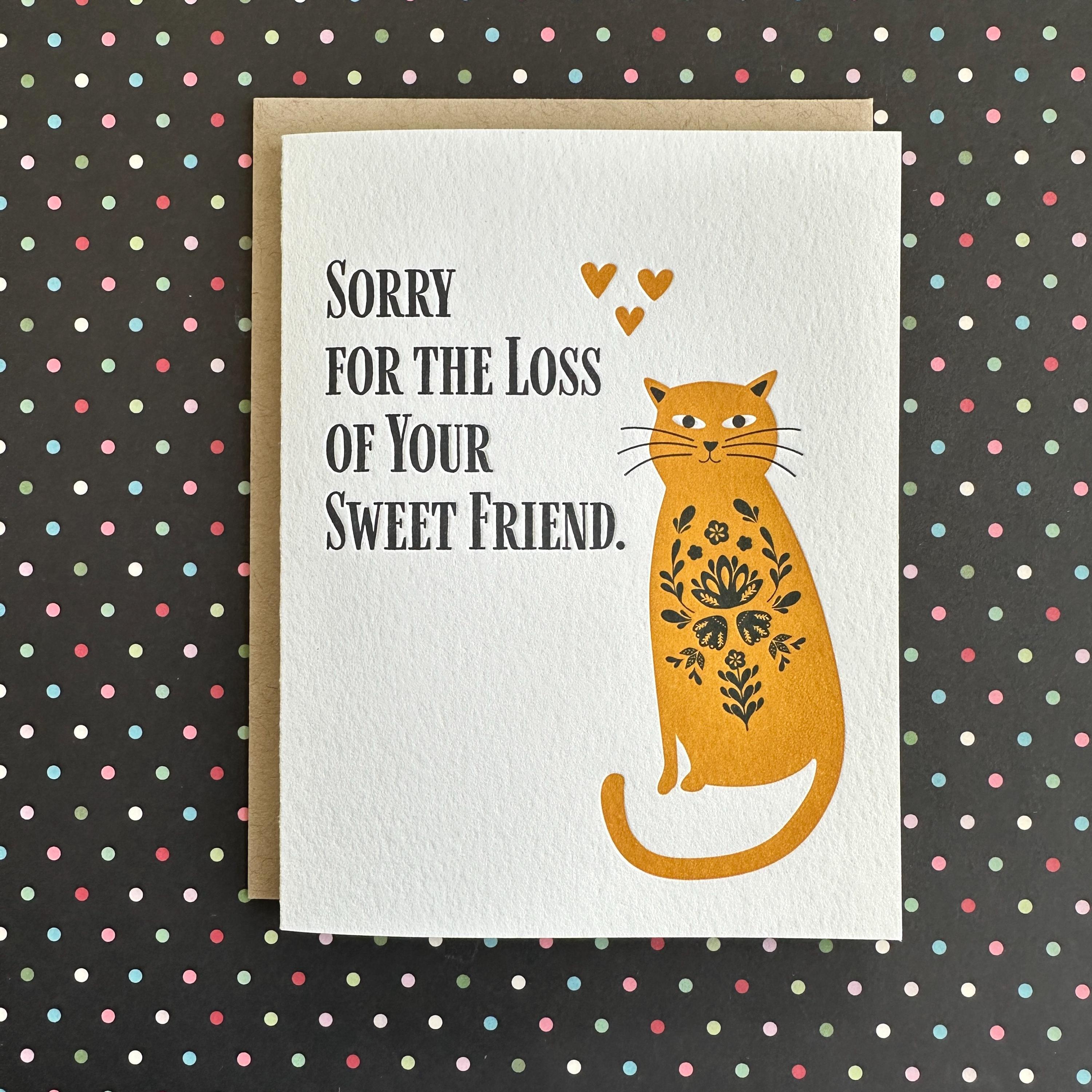 Cat Sympathy - Letterpress Card - Etsy