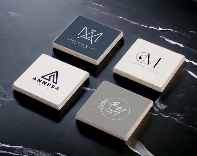 Custom Logo on Stone Coasters, Personalized Coaster, Personalized Gift ...