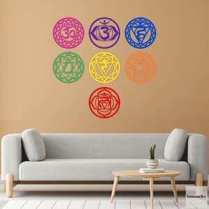 7 Chakra Symbols Wood Wall Decor, Seven Chakra Wall Art Set, Chakra ...