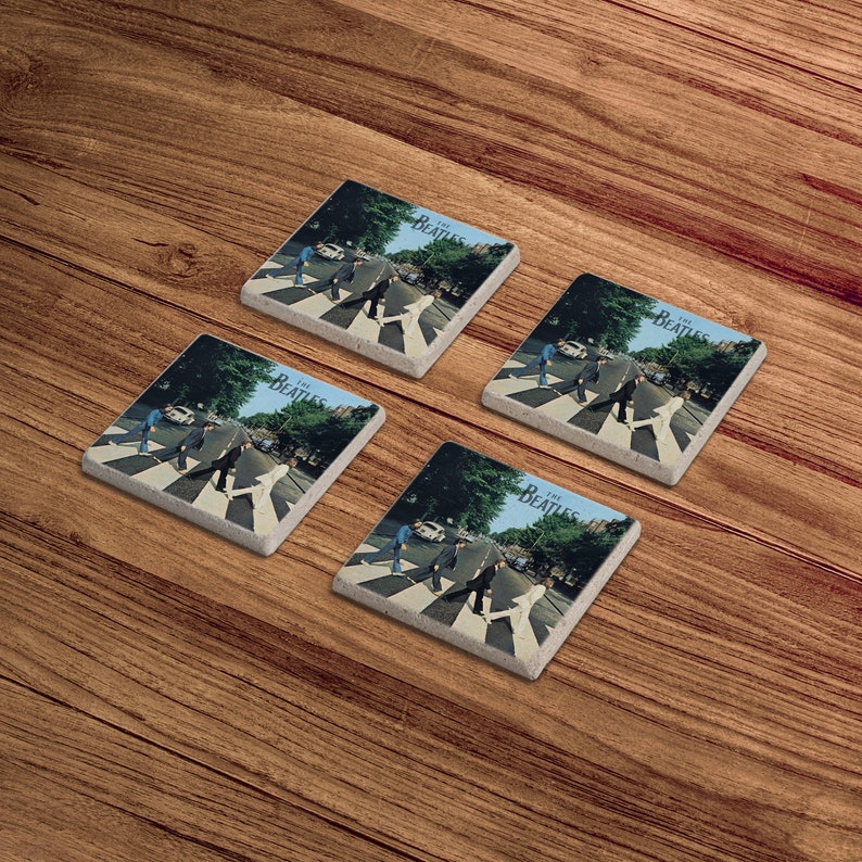 The Beatles Stone Coasters, Abbey Road Wood Coasters, Retro 70s Rock ...