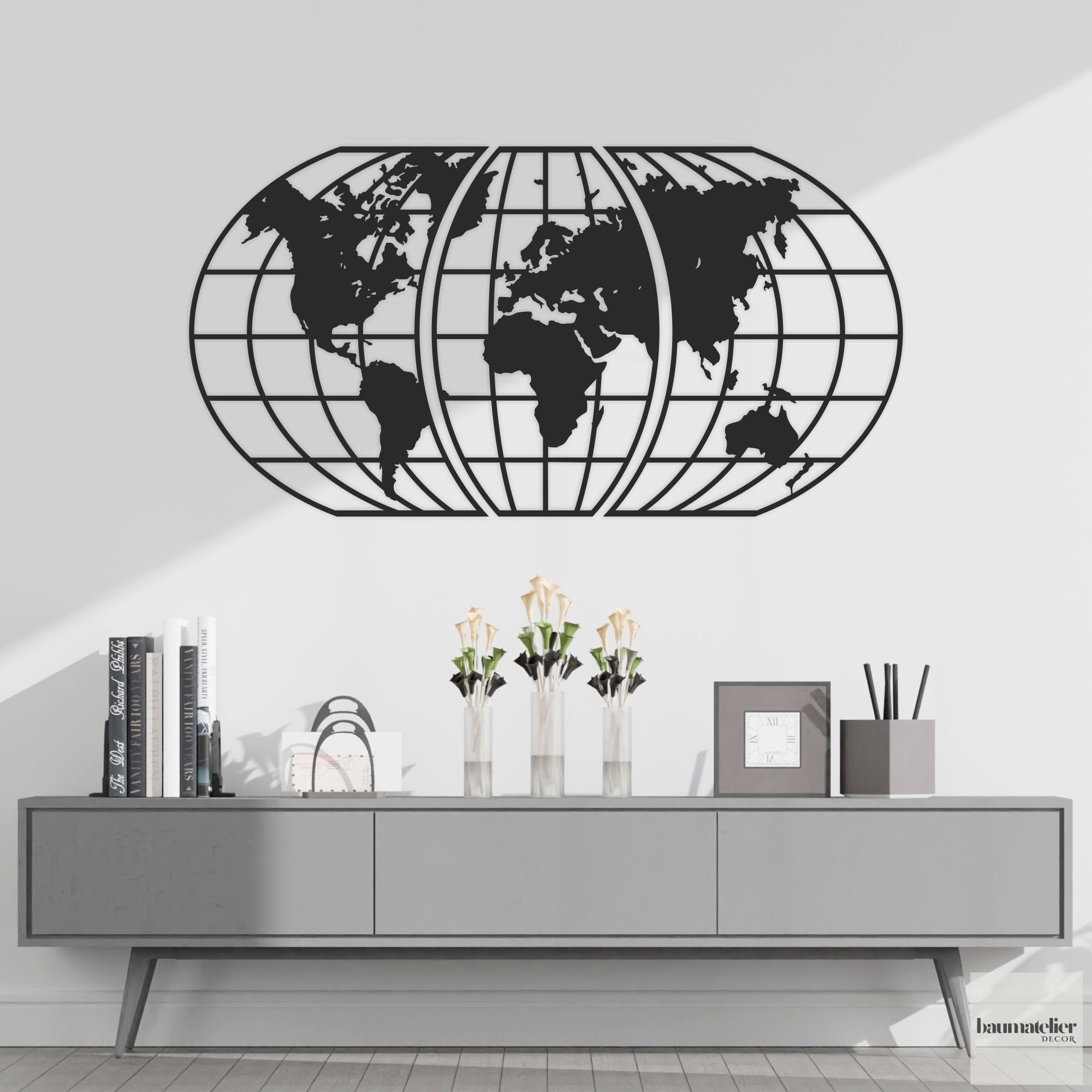 World Map Wall Art, World Map Wall Decor, Minimalist Wall Hang, Map ...