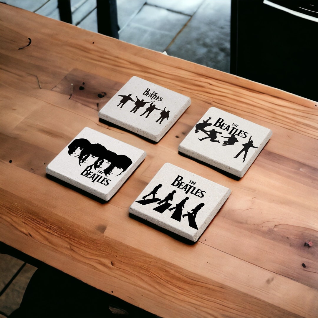 The Beatles Stone Coasters, Abbey Road Wood Coasters, 70s Rock Music ...